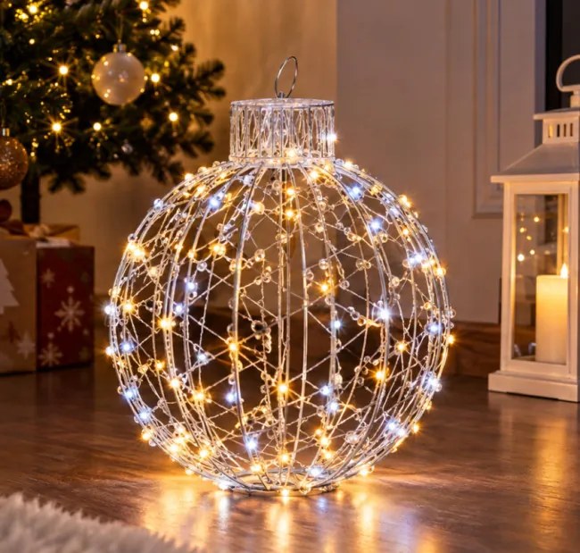 Kovová LED vánoční koule 120 LED 30 cm