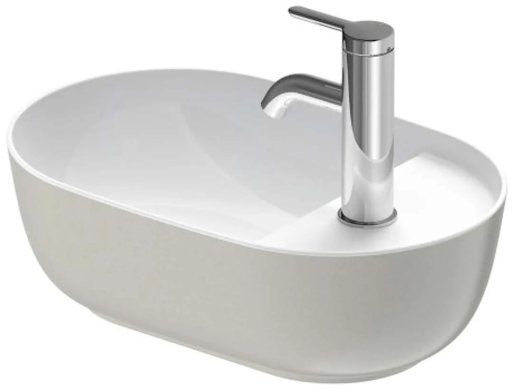 Duravit Luv - Umývátko na desku, 42x27 cm, bez přepadu, s otvorem pro baterii, WonderGliss, bílá/matná šedá 03814223001