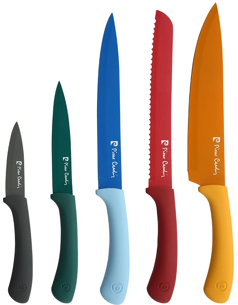 5-dílná sada nožů Pierre Cardin PC-5253 / 5 ks / černá / červená / žlutá / modrá / zelená