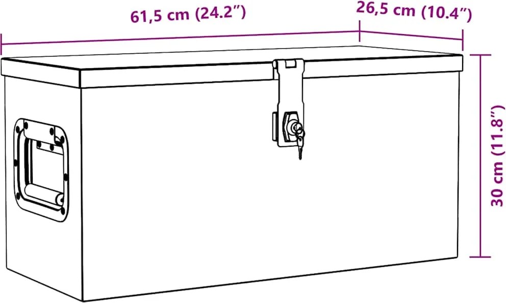 Hliníkový box 61,5 x 26,5 x 30 cm stříbrný 142936