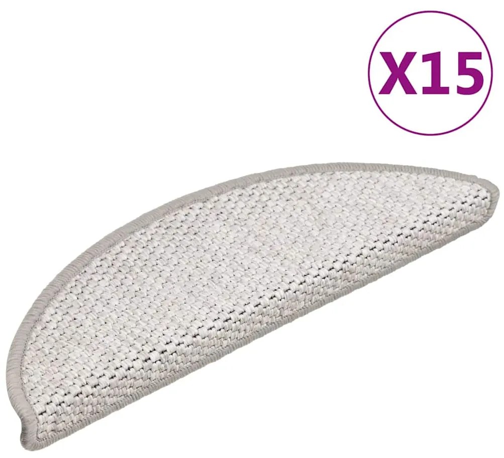 Samolepicí nášlapy na schody sisal 15 ks 56 x 17 x 3 cm platina 326858