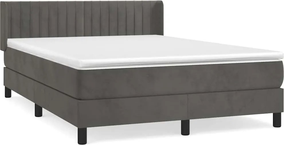 Box spring postel s matrací tmavě šedý 140 x 190 cm samet 3131076