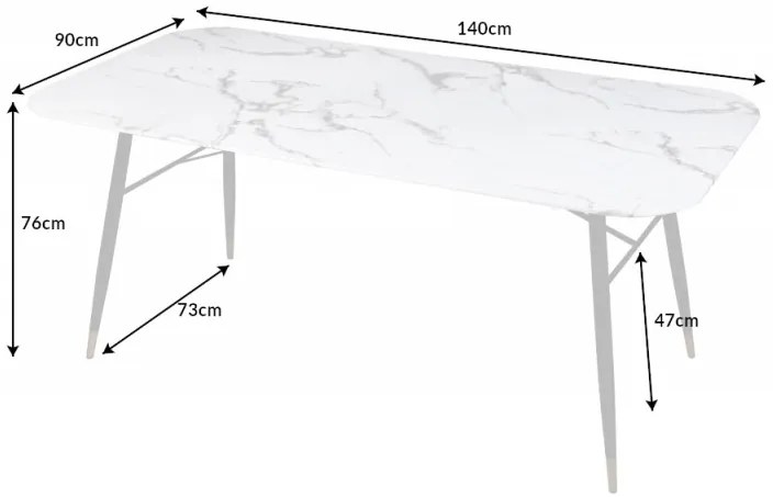 Noble Home Černobílý jídelní stůl Paris 140 cm