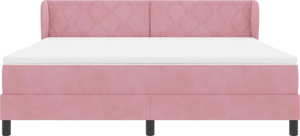 Postel s boxspringem s čelo Růžová 180 x 200 cm samet 3340459