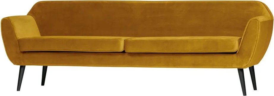 Žlutá sametová pohovka WOOOD Rocco, 230 cm