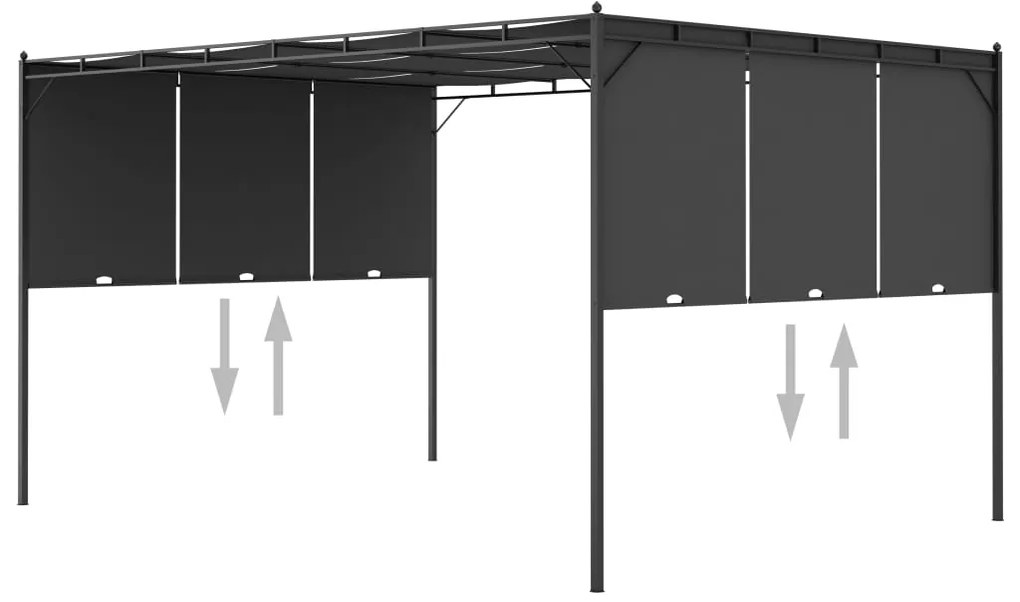 vidaXL Marketos Zahradní altán s bočním závěsem 4 x 3 x 2,25 m antracitový