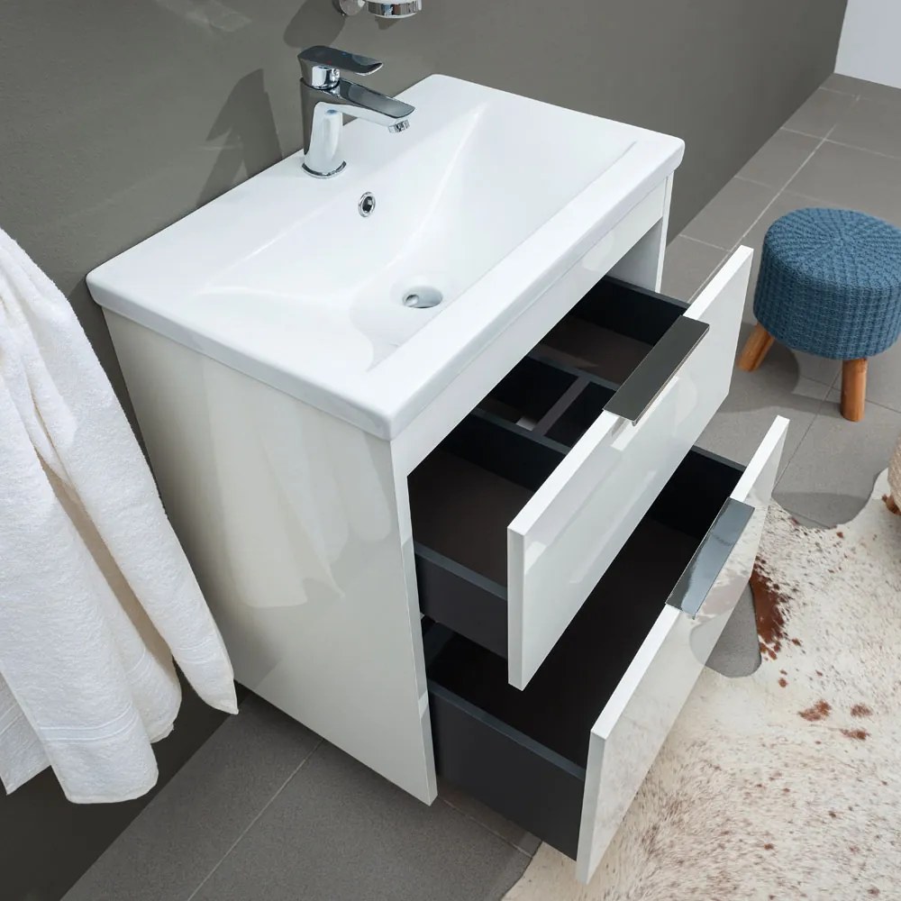 Mereo, Mereo Vigo, koupelnová skříňka s keramickým umyvadlem 61 cm, bílá, MER-CN311