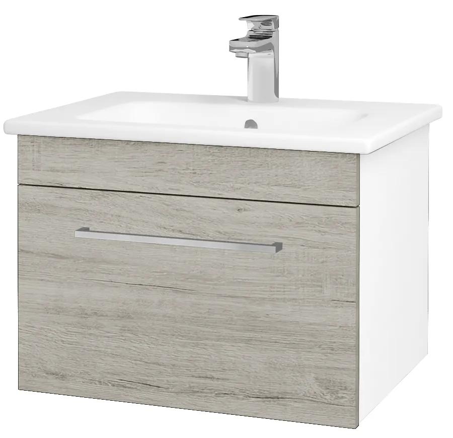 Dřevojas Koupelnová skříň ASTON SZZ 60 Varianta: N01 Bílá lesk / Úchytka T01 / D16 Beton tmavý