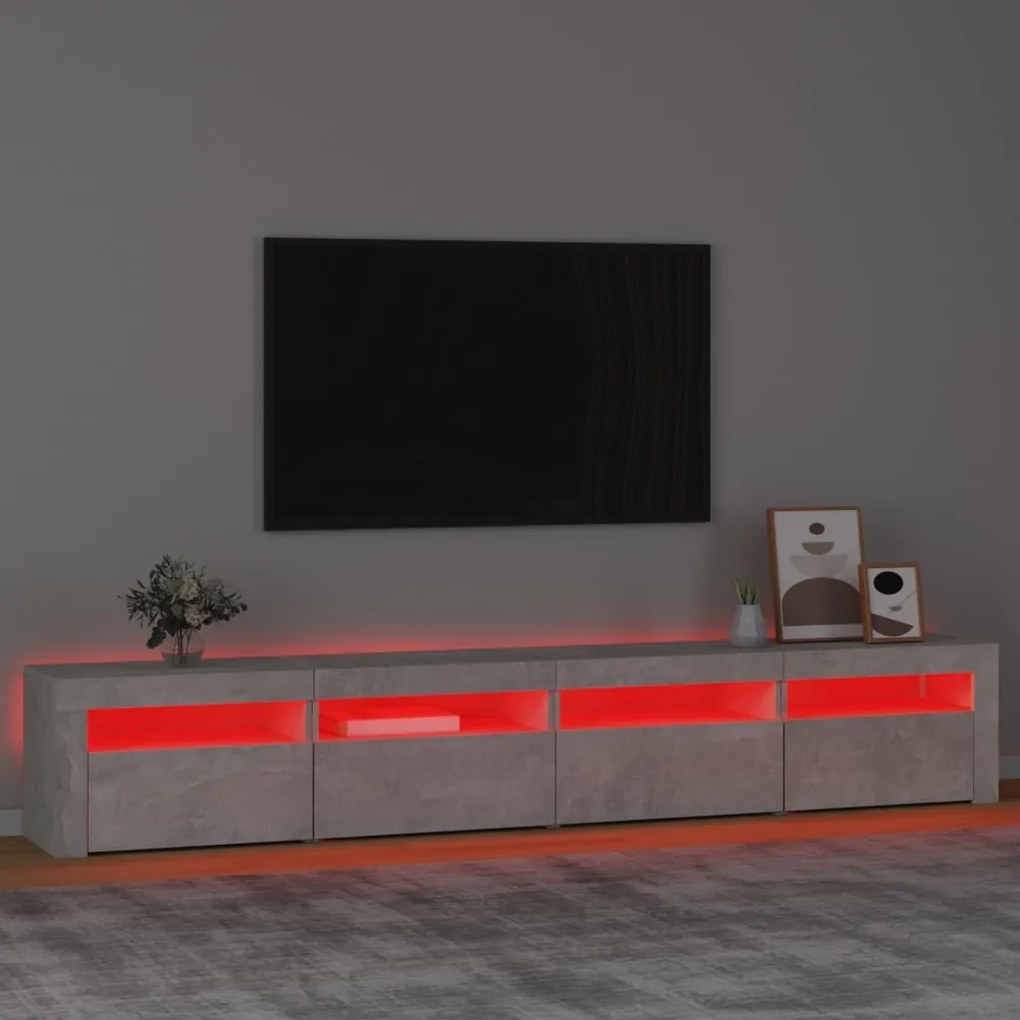 TV skříňka s LED osvětlením betonově šedá 240x35x40 cm 3152765