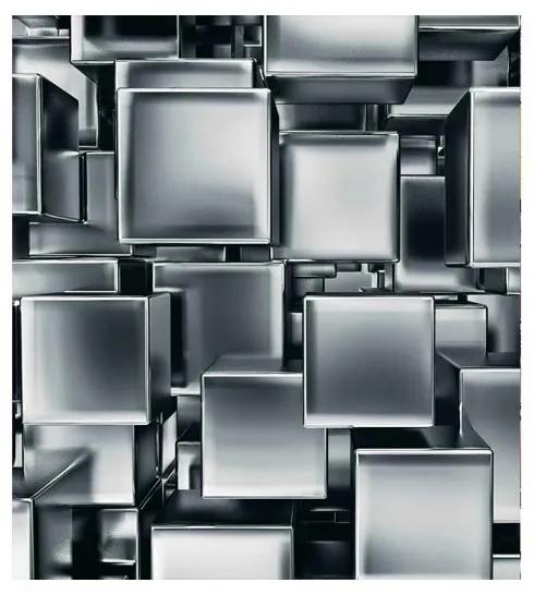 DIMEX | Vliesová fototapeta na zeď 3D metalové kostky MS-3-0285 | 225 x 250 cm | metalická, černá
