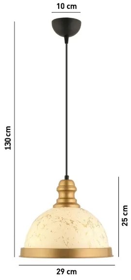 Lustr na lanku MONZA 1xE27/40W/230V pr. 29 cm krémová/bronzová