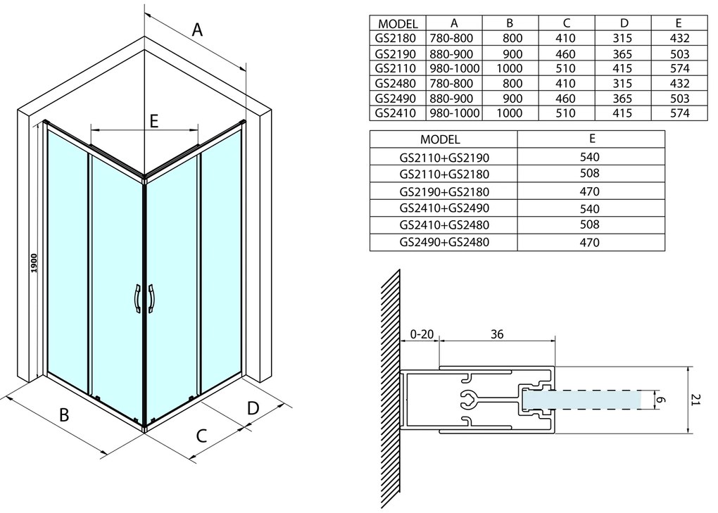 GELCO s.r.o. Obdélník 80x90 GELCO SIGMA SIMPLY 800x900 mm GS2480-GS2490