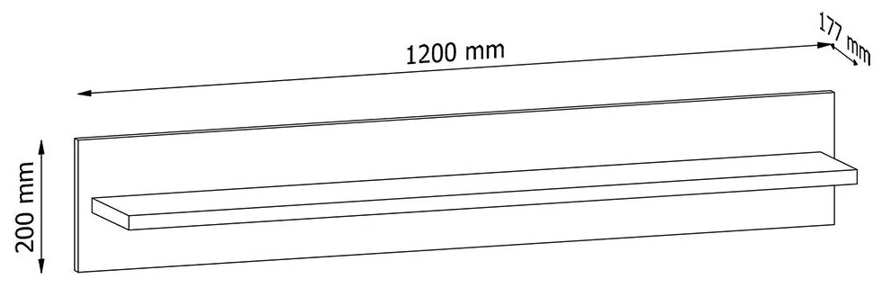 Brillo - závěsná police P1 - dub ribeck/bílá | 120 cm | POSLEDNÍ KUS