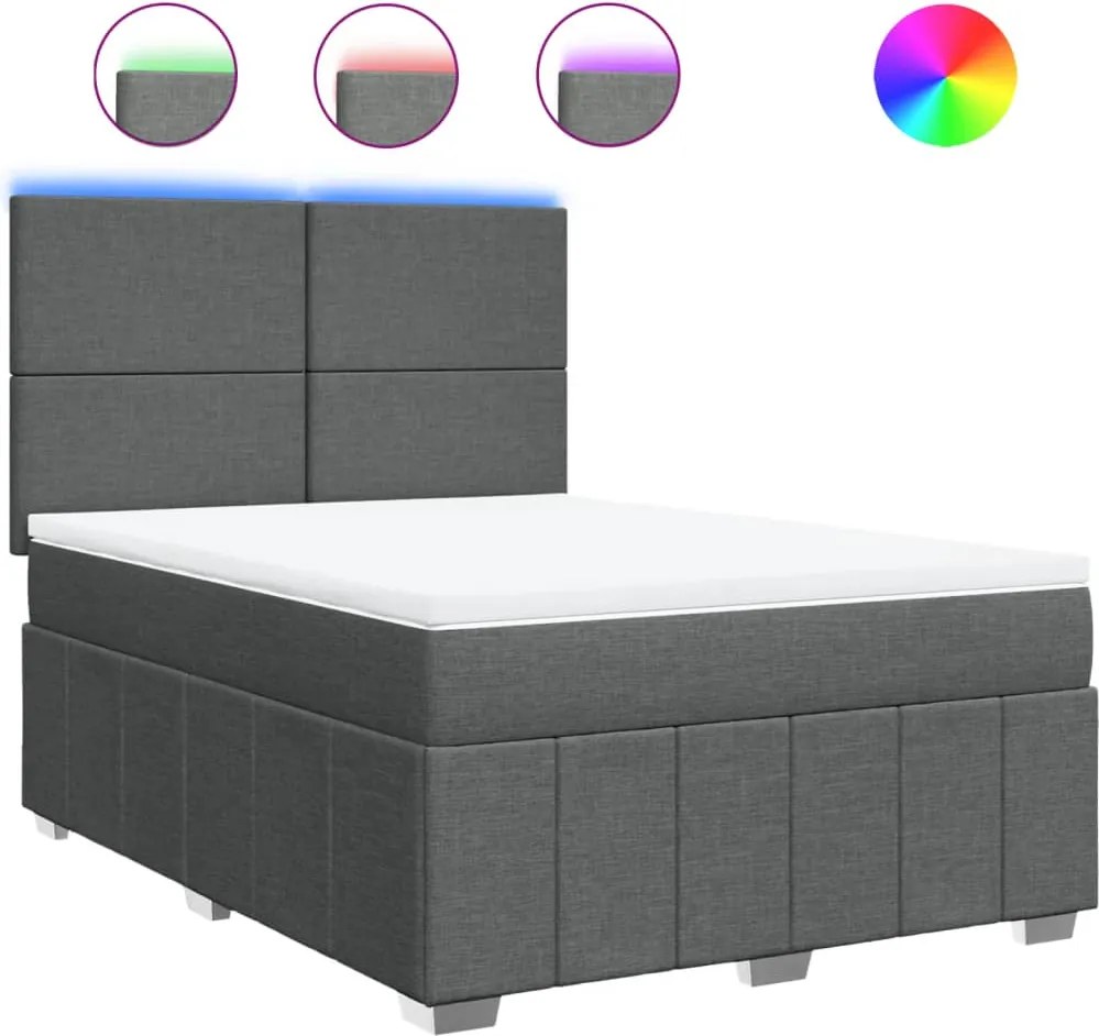 Box spring postel s matrací tmavě šedá 140x200 cm textil 3293985