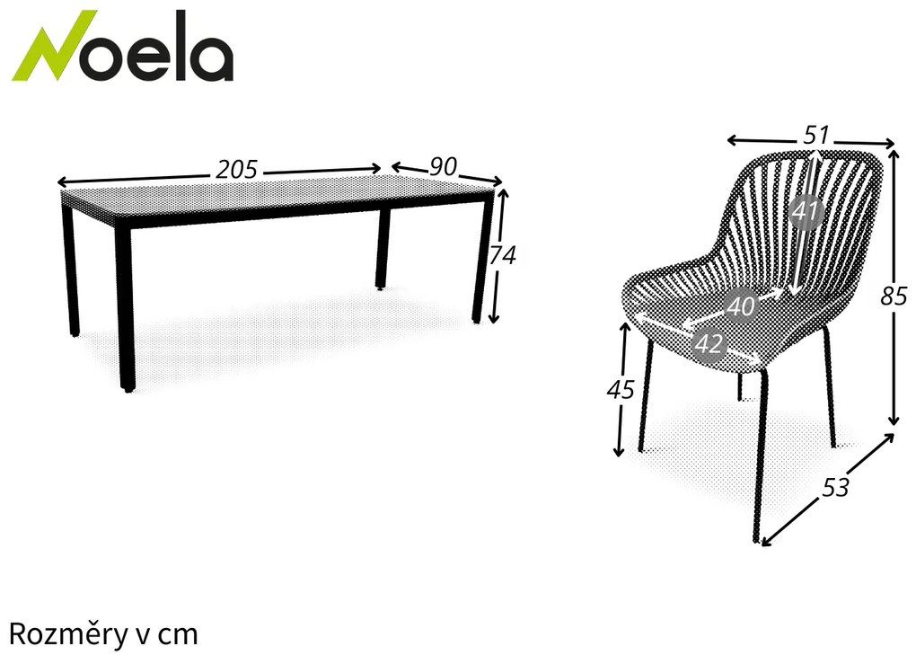 Noela Zahradní jídelní set Milano + 8x židle GABY růžová
