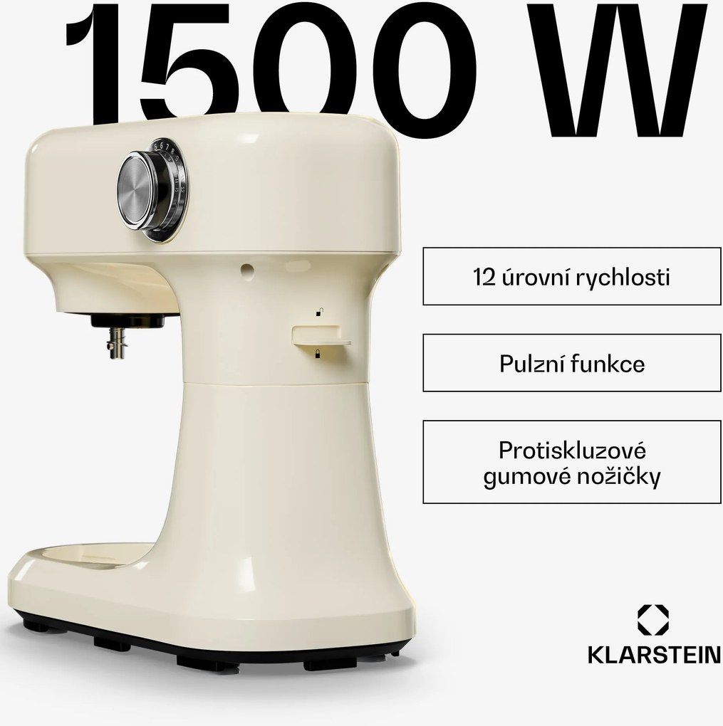 Klarstein Bella Evo kuchyňský robot | planetární míchací systém | 3 nástavce na mixování | 1500 W | 5 l