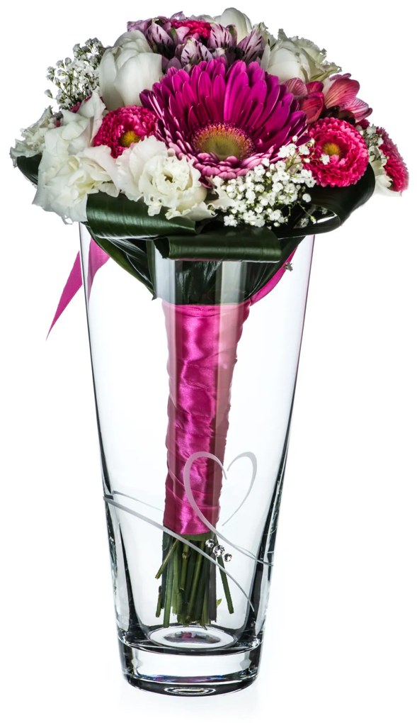 Dekorant Kónická váza pro paní učitelku zdobená Swarovski kamínky Romance 25 cm