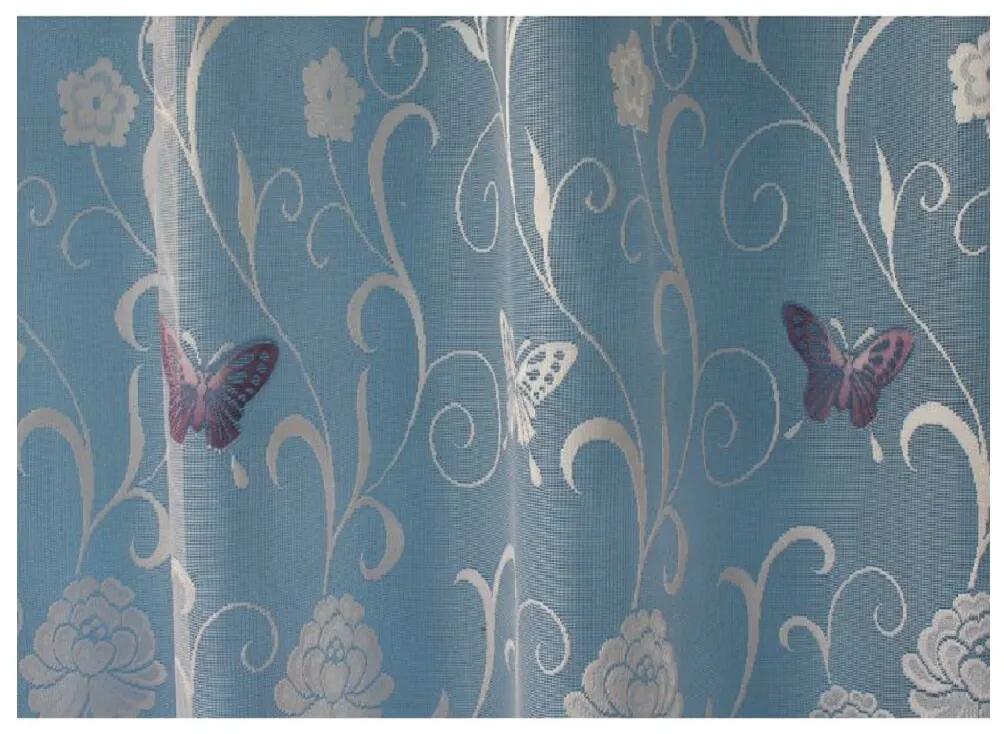 BytoTex Hotová oblouková záclona Motýli fialová 280 x 120 cm