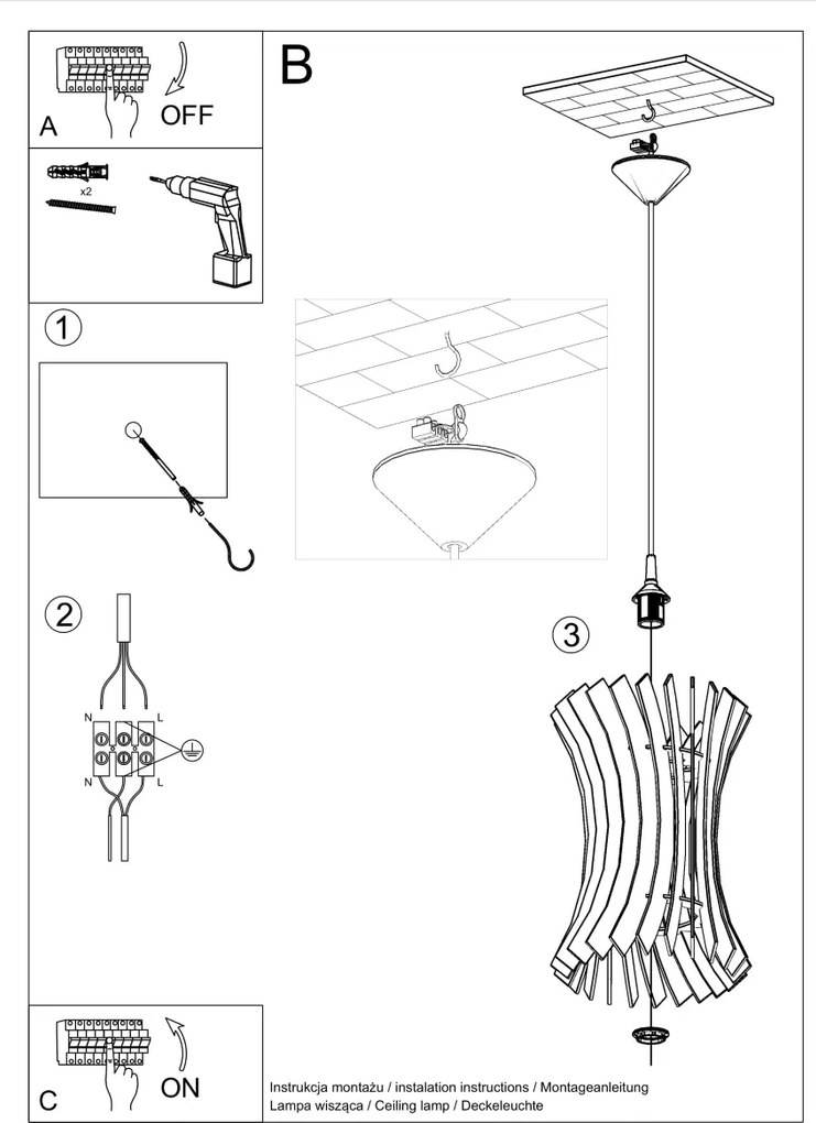 Sollux Lighting Závěsné svítidlo ORIANA dřevo