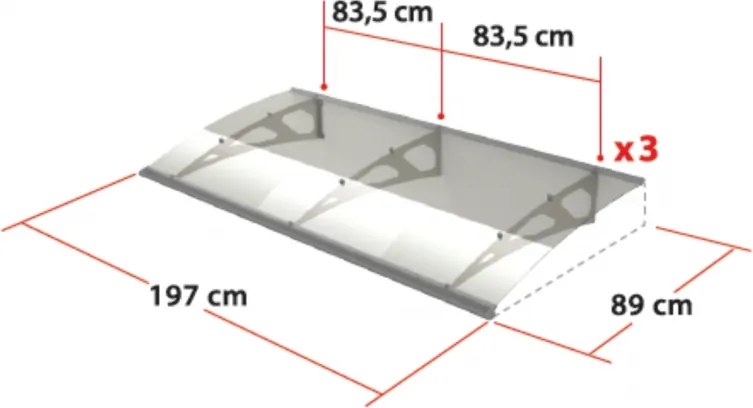 LANIT PLAST, s.r.o. stříška nad dveře LANITPLAST BLUEMOON XL 197/89 stříbrná LG2581