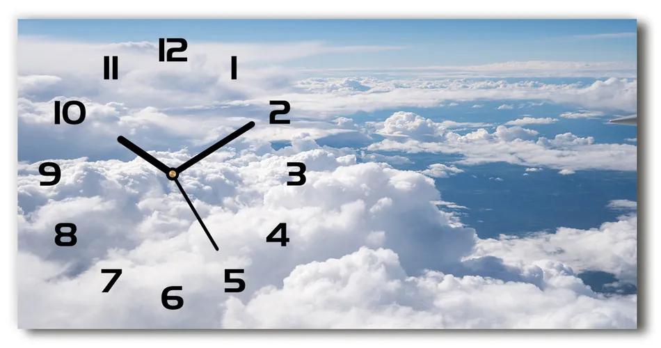 Wallmuralia Skleněné hodiny na stěnu Výhled z letadla 60x30 cm