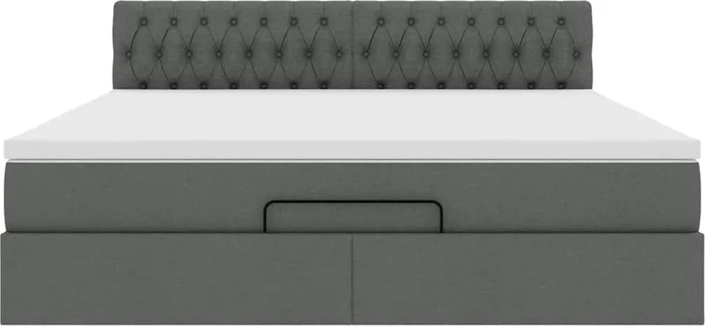Osmanský rám postele s matrací tmavě šedá 160x200cm textil 3311554