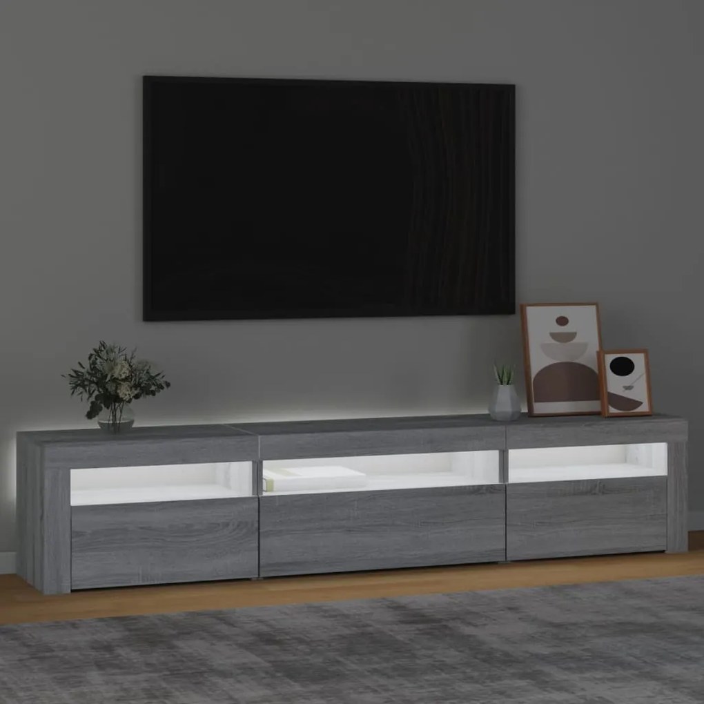 TV skříňka s LED osvětlením šedá sonoma 195x35x40 cm 3152744