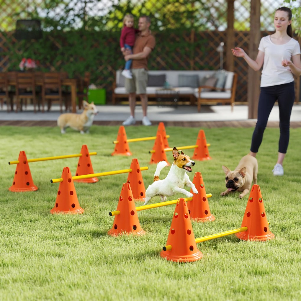 PawHut Agility set pro psy 6dílné agility vybavení pro výcvik psů Zásuvná sada překážek s 12 kužely 6 překážek Přepravní taška D07-059V01OG