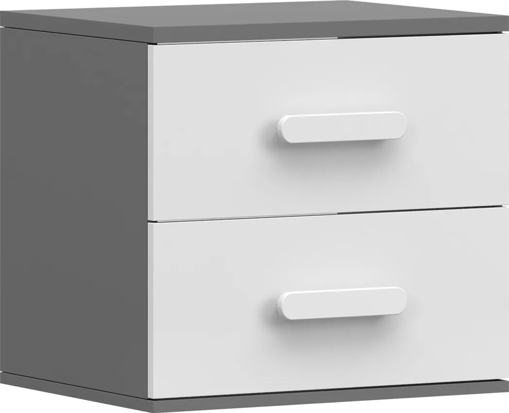 IDZ Noční stolek SMYK II 22, 55 cm Bílá + Grafit / Barevné úchytky Barva: Fialová