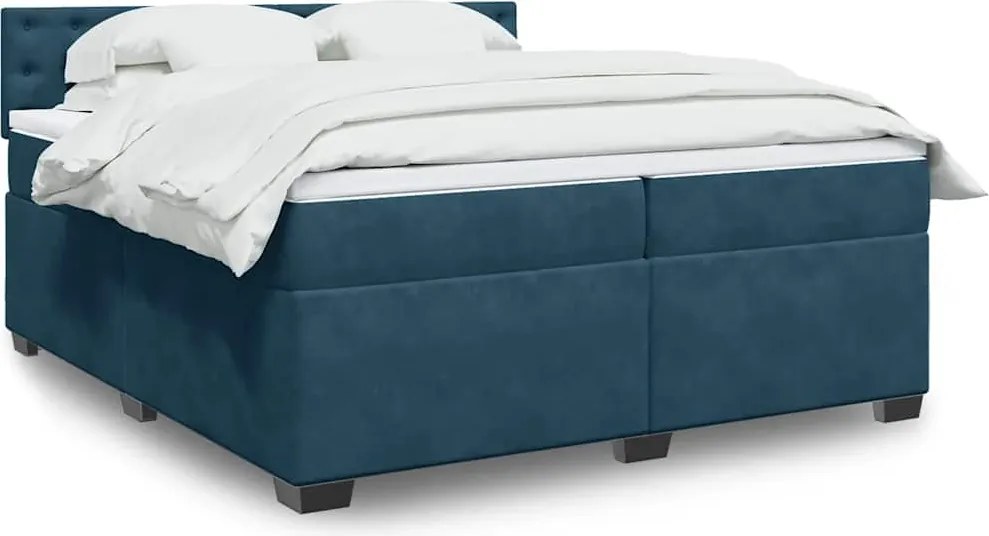 Box spring postel s matrací modrá 200 x 200 cm samet 3288718