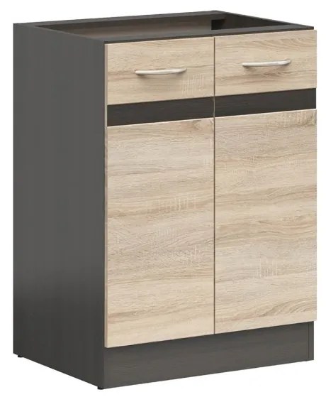 BRW Spodní kuchyňská skříňka Junona Line BBL D2D/60/82, wenge/dub sonoma