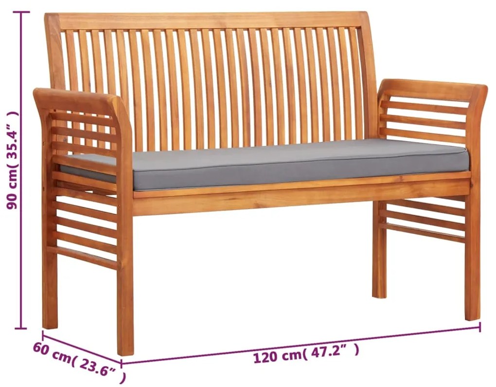 2místná zahradní lavice s poduškou 120cm masivní akáciové dřevo - Default Title