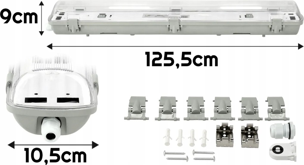 LED hermetické svítidlo 120cm 36W 5760lm 6500K do garáže s plechem