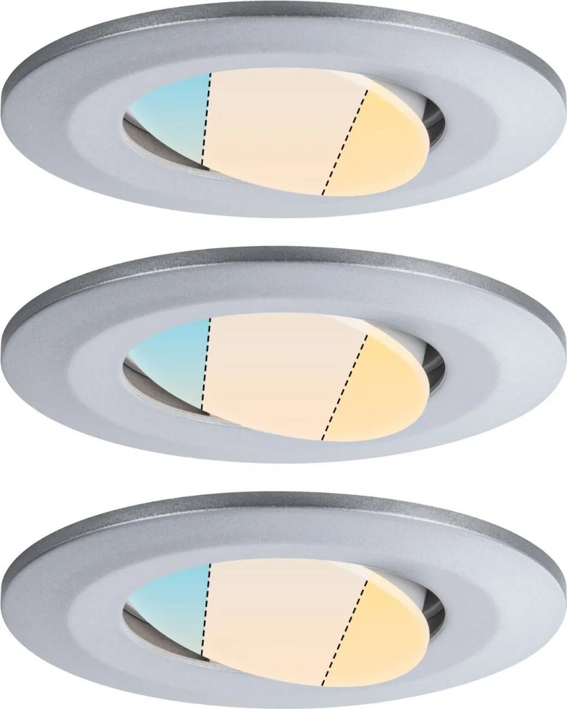 P 93095 HomeSpa LED vestavné svítidlo Calla 3ks sada výklopné IP65 90mm 30° 3x5W 230V CCT matný chrom - PAULMANN