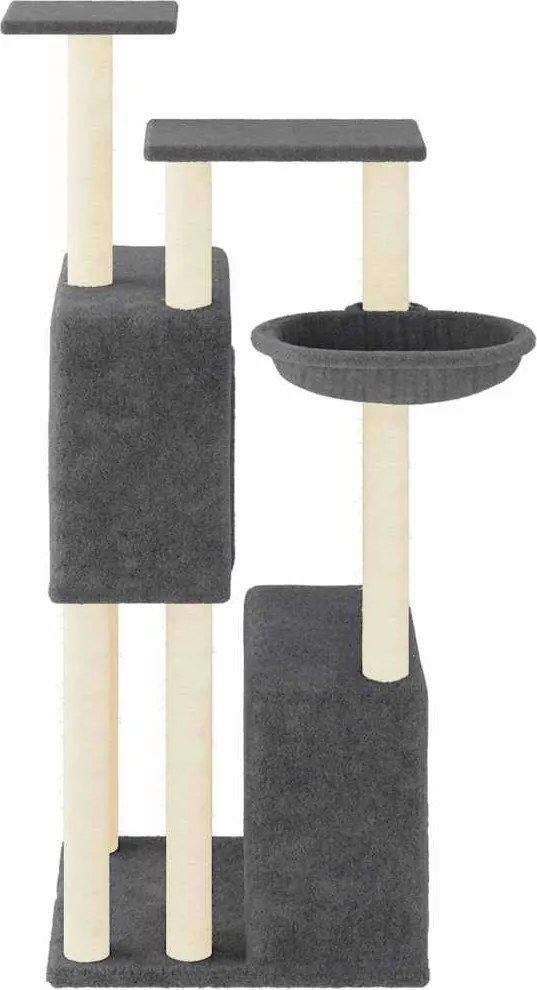 Škrabadlo pro kočky se sisalovými sloupky tmavě šedé 122 cm 172054