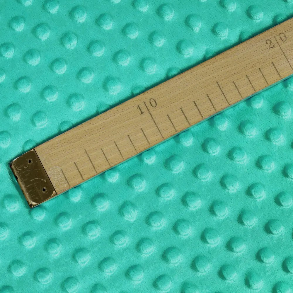 Dětská látka Minky 3D puntíky MKP-047 Tyrkysově zelená - šířka 150 cm