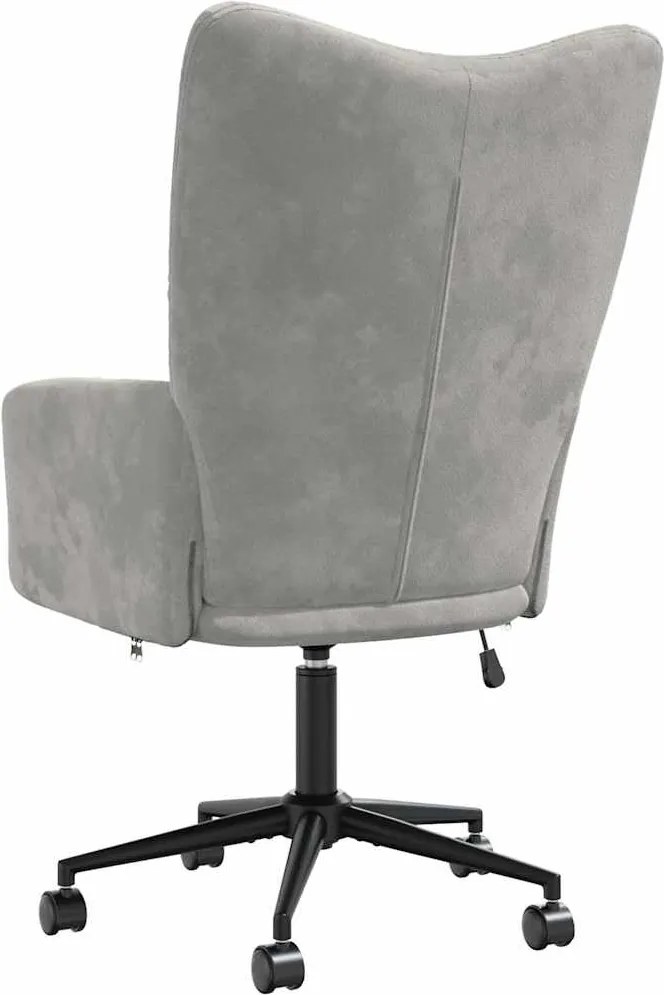 Relaxační křeslo světle šedé samet 328172