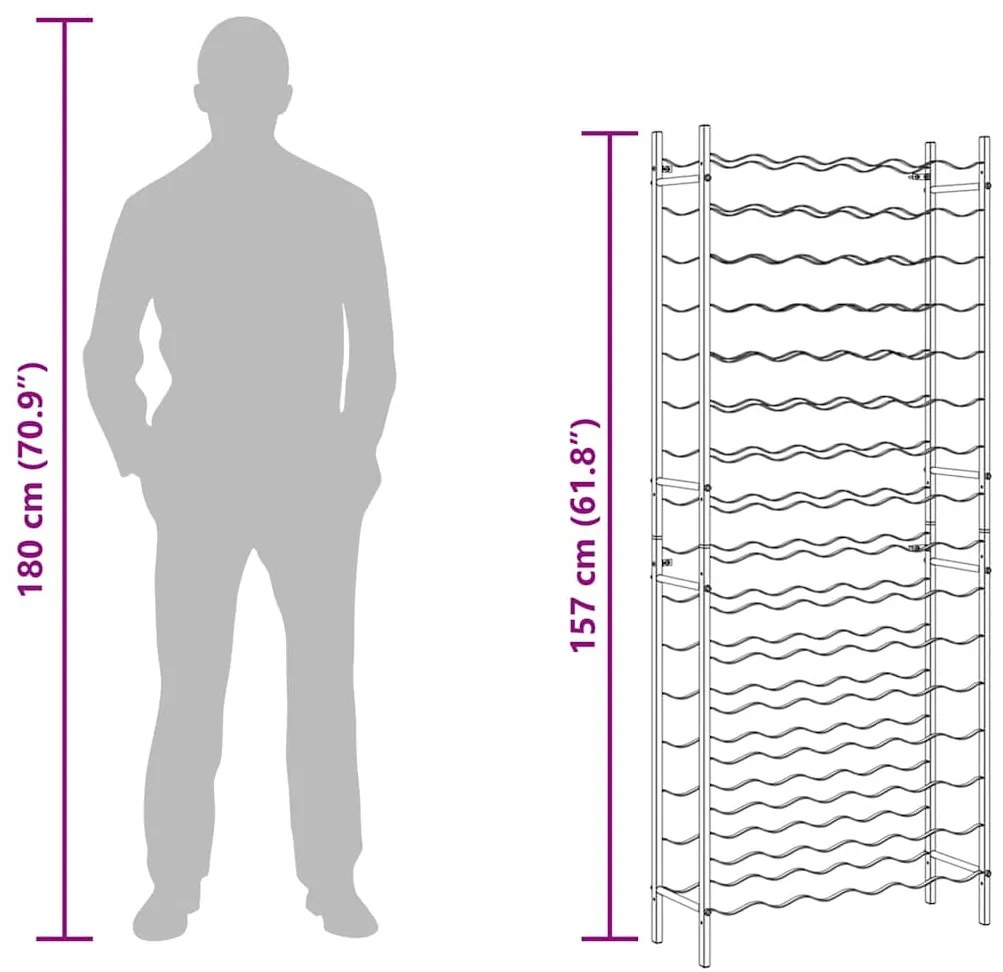 vidaXL Marketos Stojan na víno na 96 lahví černý železný