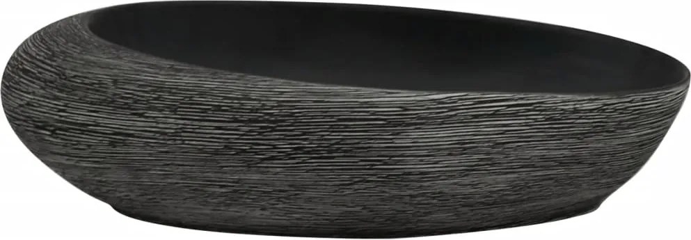 Umyvadlo na desku šedé a černé oválné 59 x 40 x 14 cm keramika 155091
