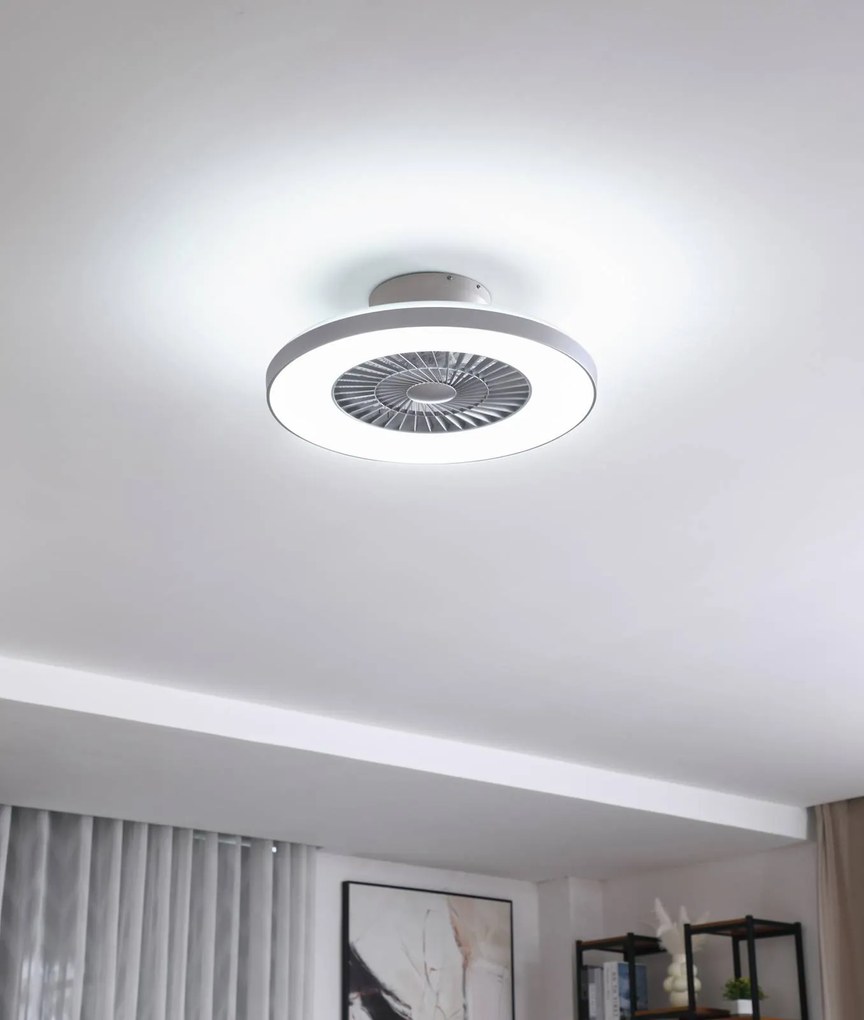 Stropní ventilátor Lindby Smart LED Paavo, bílý, tichý, Tuya