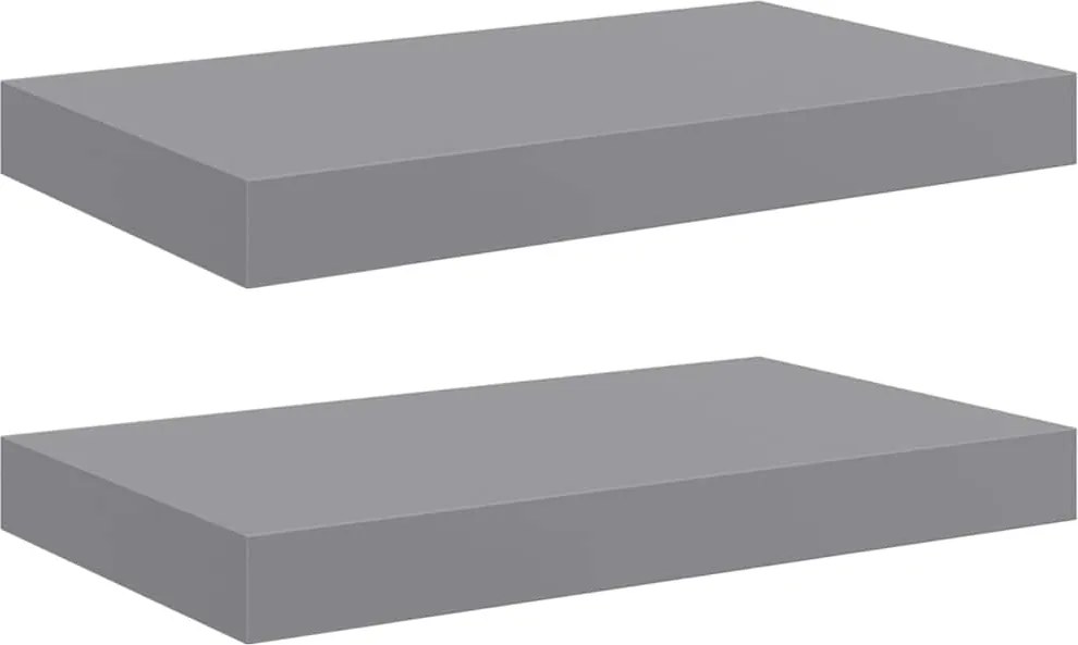 Plovoucí nástěnné police 2 ks šedé 40 x 23,5 x 3,8 cm MDF 323848