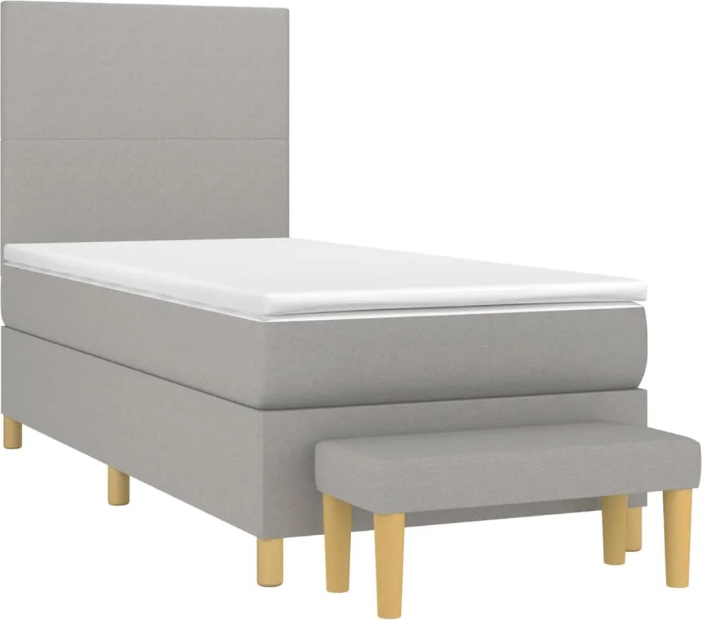 Box spring postel s matrací světle šedá 80 x 200 cm textil 3136949