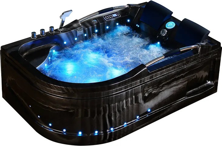 BPS-koupelny Hydromasážní vířivá vana VENEZIA 761R 180x120 PRAVÁ ČERNÝ MRAMOR s ohřevem vody