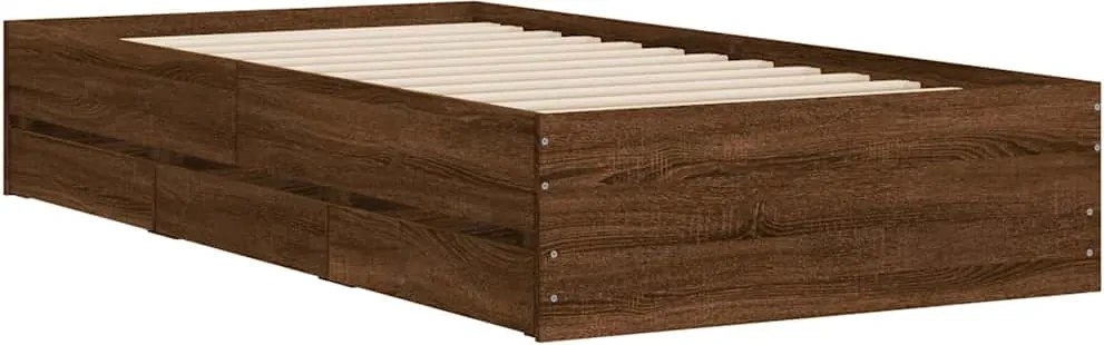 Rám postele se zásuvkami hnědý dub 90x200 cm kompozitní dřevo 3207300