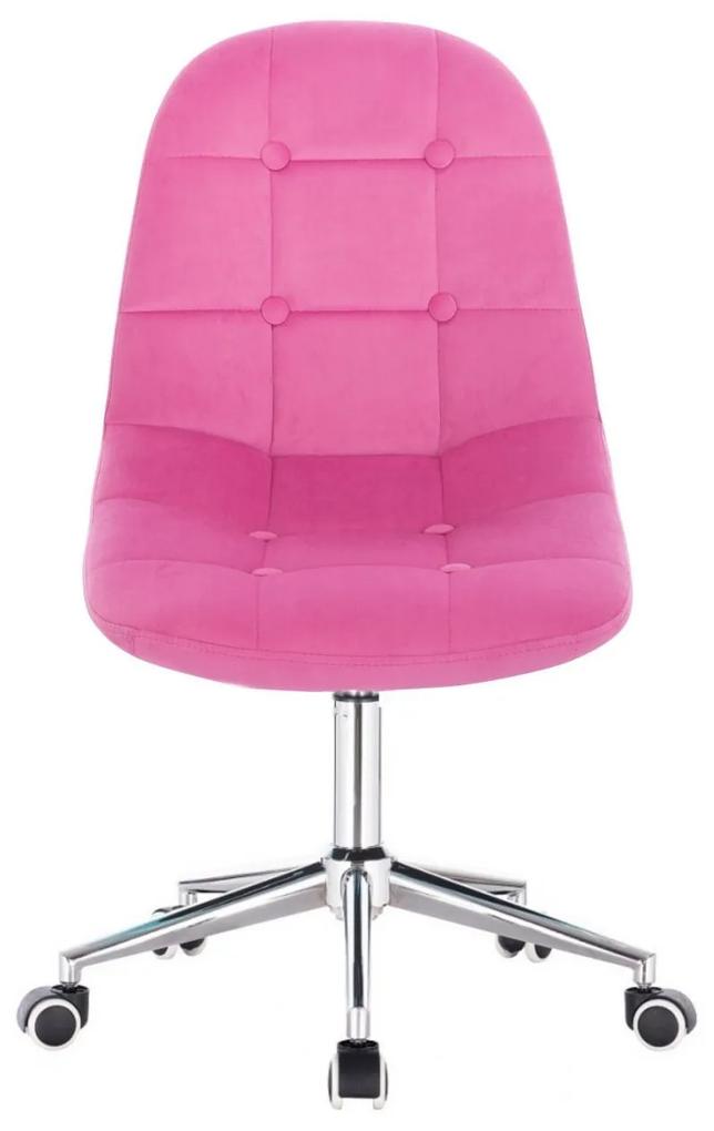 LuxuryForm Židle SAMSON VELUR na stříbrné základně s kolečky - růžová