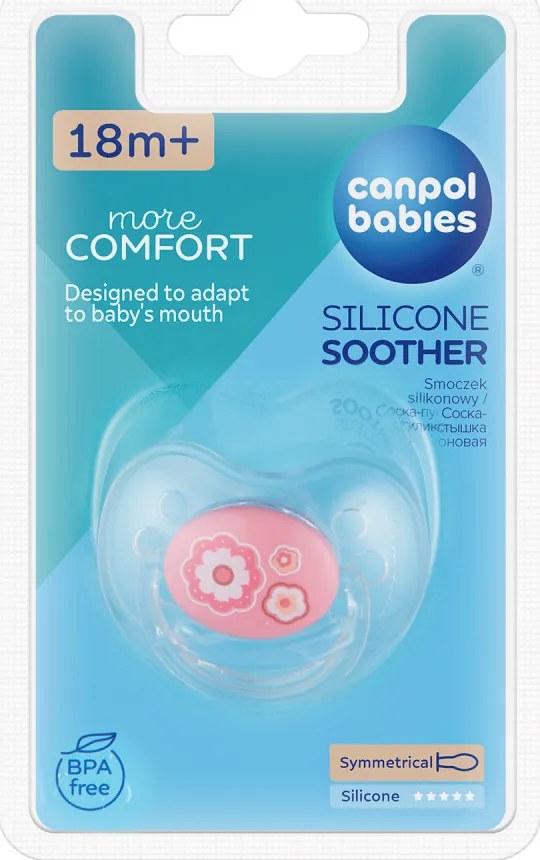 Canpol babies Dudlík 18 m+ silikonový symetrický Newborn Baby Modrý