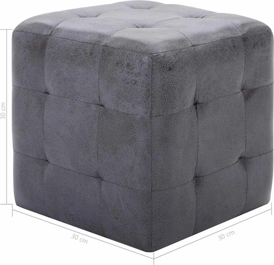 Taburety 2 ks šedé 30 x 30 x 30 cm umělá broušená kůže 278383