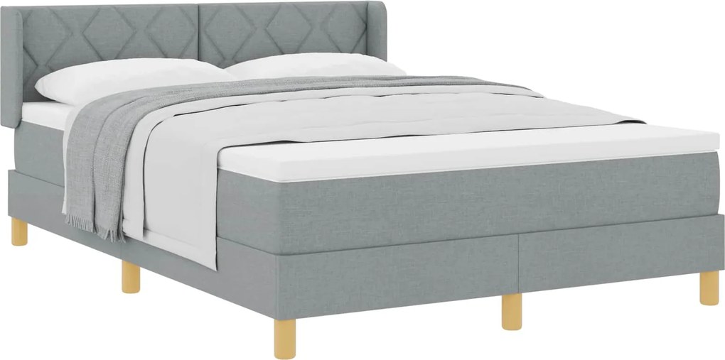 Postel s boxspringem s čelo Světle šedá 200 x 140 cm textil 3341356