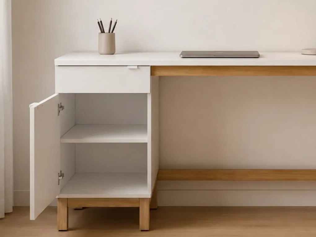Psací stůl MODEL se šuplíkem a skříňkou do dětského pokoje Zvolte barvu: Bílá s bílým úchytem, Zvolte rozměr: 100x60 cm, Zvolte stranu: Levá