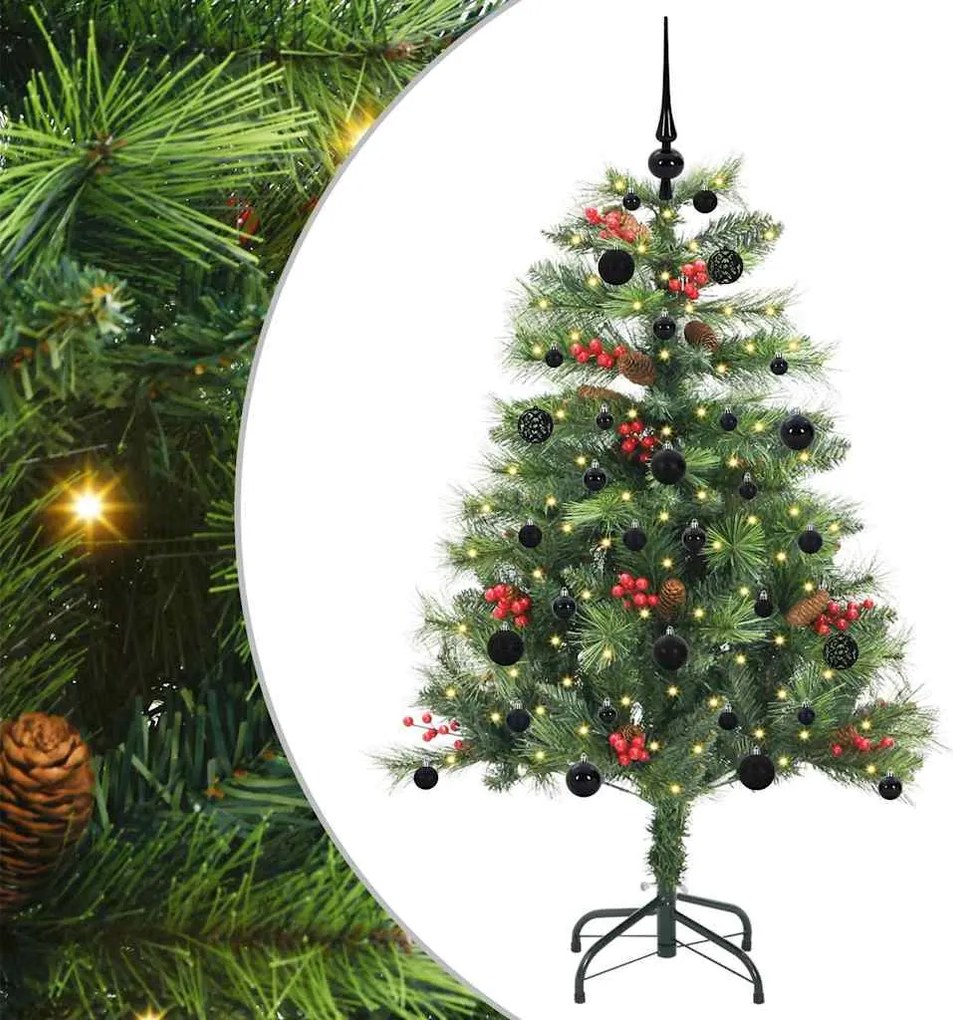 Umělý vánoční stromeček 150 LED Teplá bílá PVC a kov Zelená 3395126